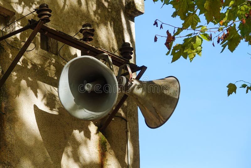 Address System Security or Speakers on Wall of a Building in the City ...