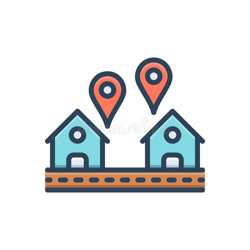 Color Illustration Icon for Addresses, House and Area Stock Vector ...