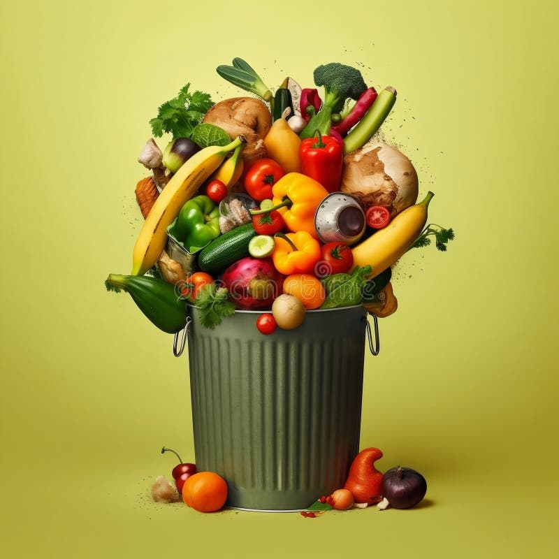 Addressing the Environmental Impact of Food Waste. Generative AI Stock ...