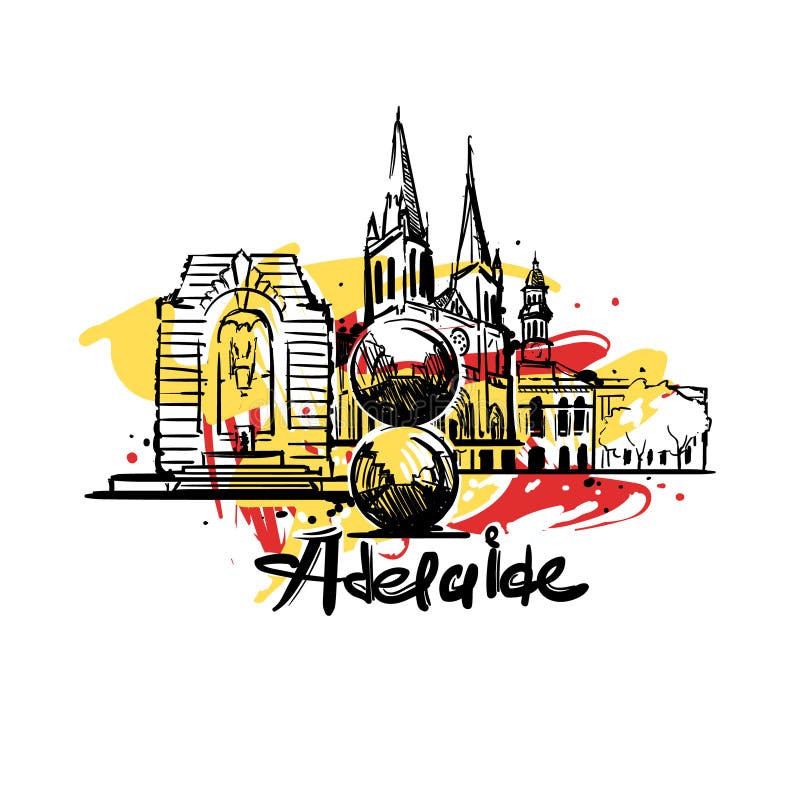 Adelaide Abstract Art Color Drawing. Adelaide Sketch Vector ...