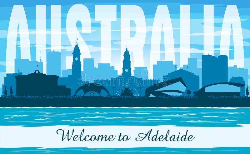Adelaide Australia City Skyline Vector Silhouette Stock Vector ...
