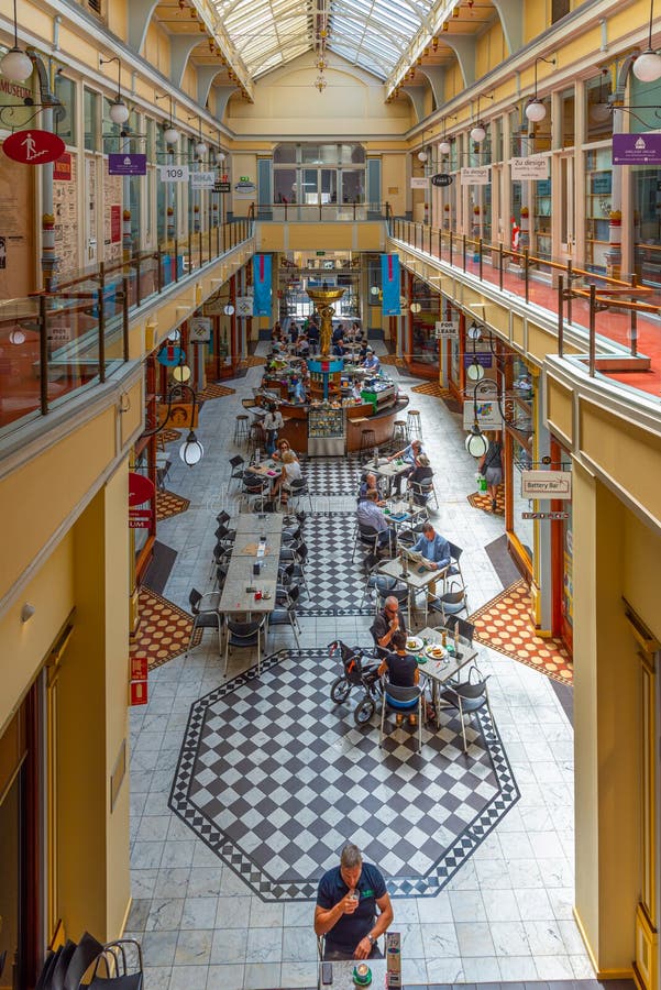 ADELAIDE, AUSTRALIA, JANUARY 7, 2020: Interior of Adelaide Arcade ...