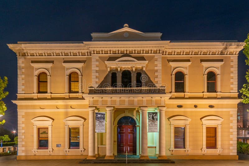ADELAIDE, AUSTRALIA, JANUARY 5, 2020: Night View of Writers SA Building ...