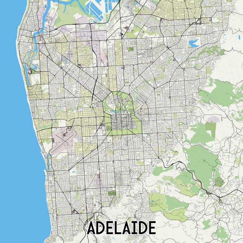 Adelaide, Australia map stock vector. Illustration of text - 317109999