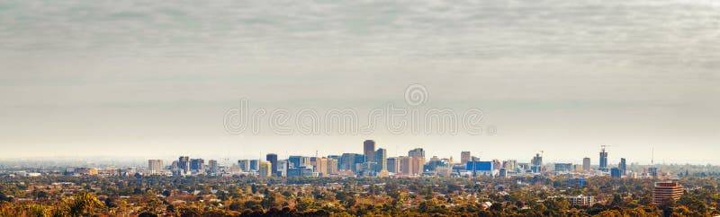 Adelaide City Skyline Panoramic View Stock Image - Image of modern ...