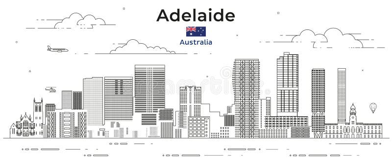 Adelaide Cityscape Line Art Vector Illustration Stock Illustration ...