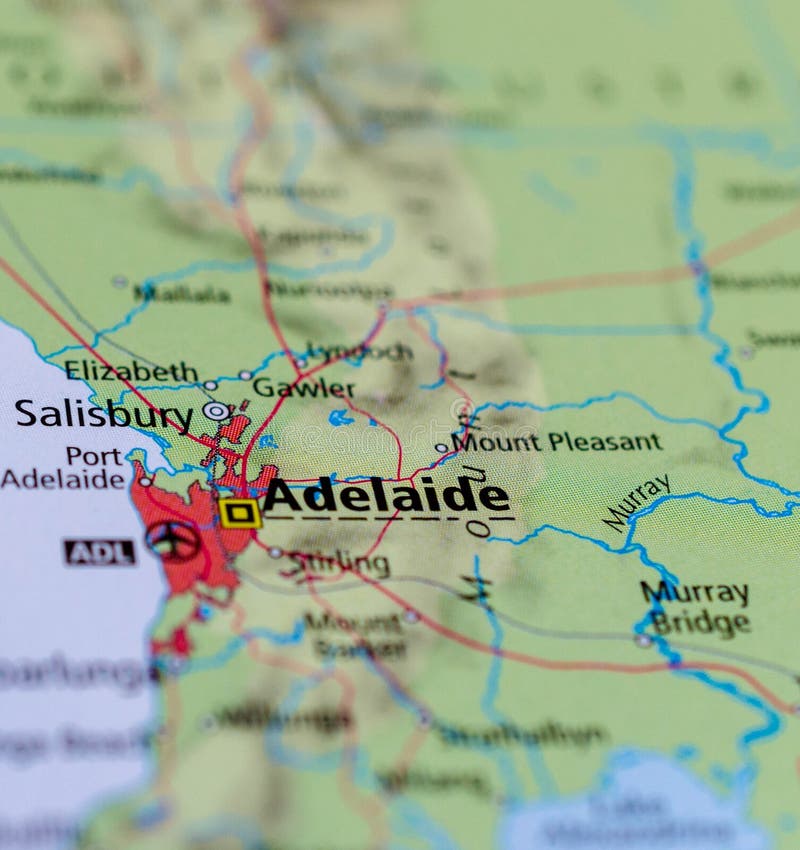 Adelaide no mapa foto de stock. Imagem de atlas, porto - 114066594