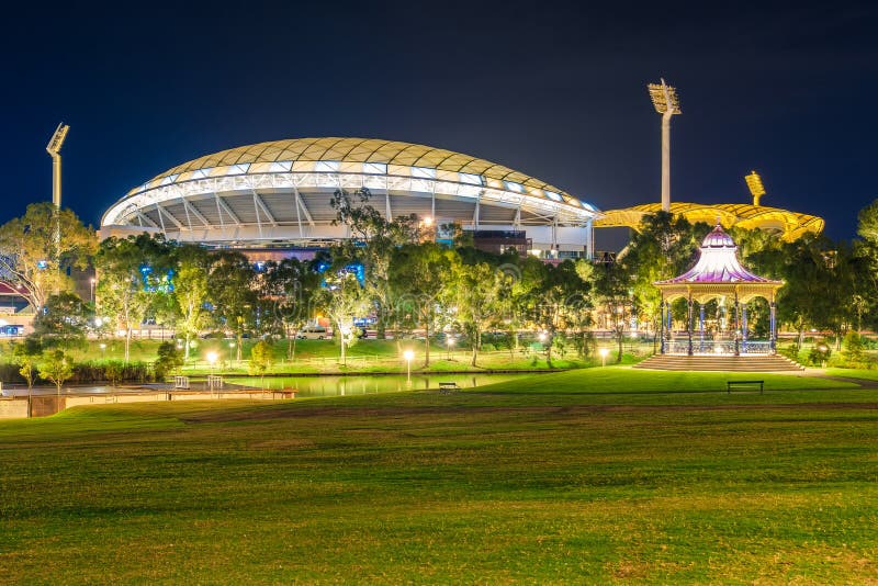 Adelaide Oval with Rotunda Illuminated at Night Editorial Stock Image ...