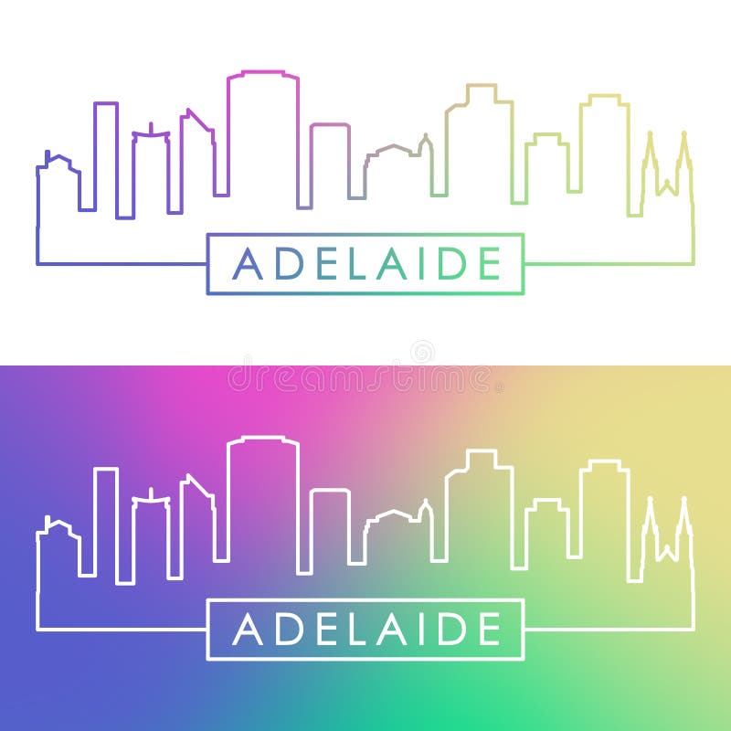 Adelaide Skyline and Landmarks Silhouette Stock Vector - Illustration ...