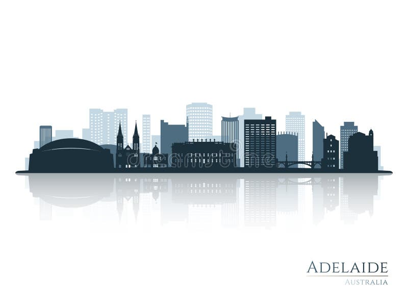 Adelaide Skyline Silhouette with Reflection. Stock Vector ...