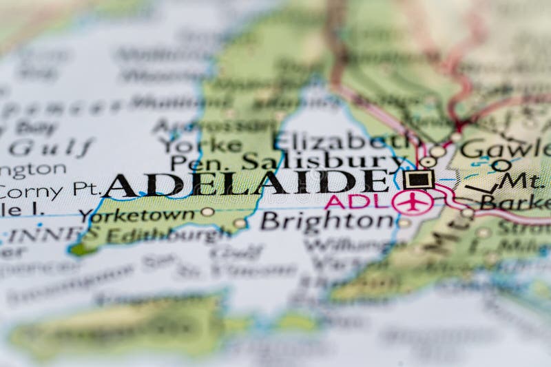 Adelaide, South Australia Highlighted on a World Map Stock Photo - Image of navigation, area ...