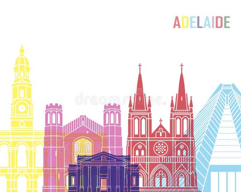 Adelaide V2 skyline pop stock vector. Illustration of monuments - 125408201