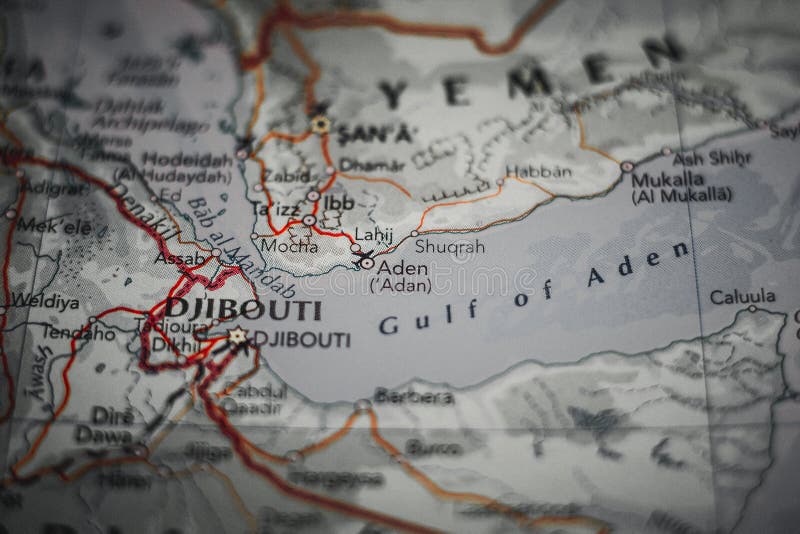 Aden City in Yemen on a Geographical Map Stock Photo - Image of global ...