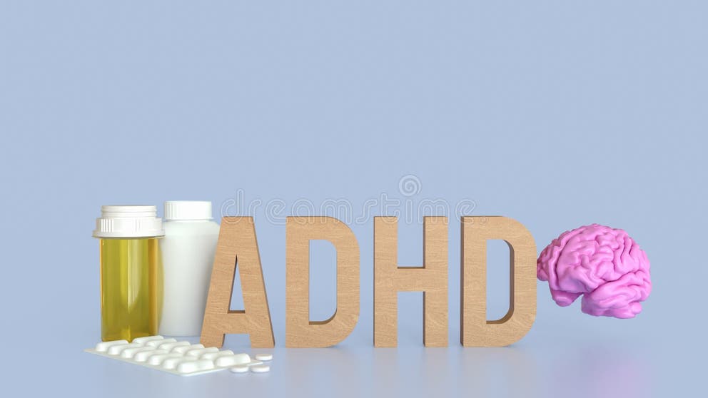 The ADHD Text and Drug for Medical and Sci Concept 3d Rendering Stock ...
