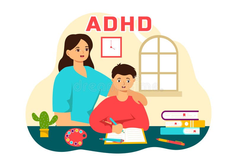 ADHD or Attention Deficit Hyperactivity Disorder Vector Illustration ...