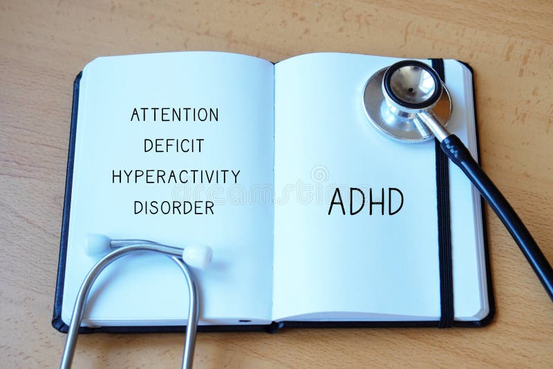 ADHD. Attention Deficit Hyperactivity Disorder. Words Written in a Medical Notebook with a ...