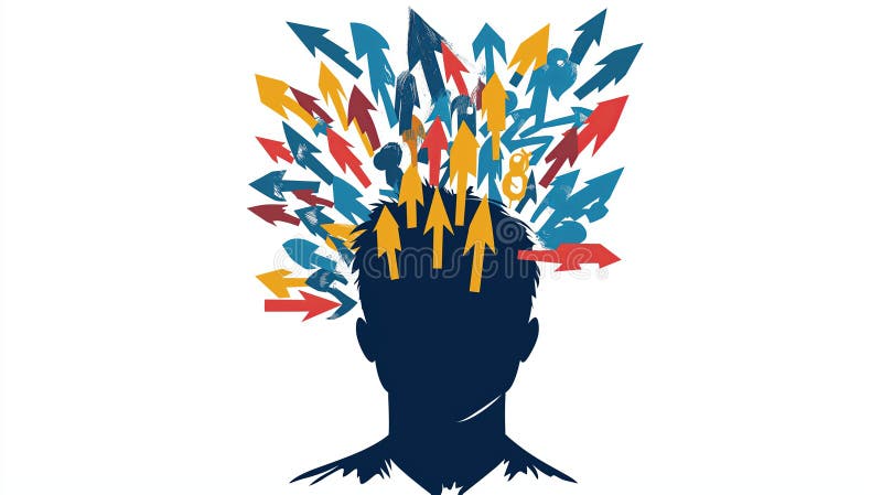 ADHD Brain Concept with Arrows Symbolizing Racing Thoughts Stock Photo ...