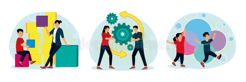 ADHD Concept. Problem Solving. Children Joyfully Dancing. Stock Vector ...