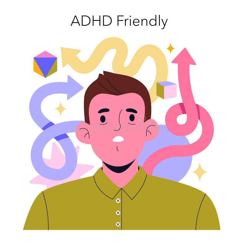 ADHD Friendly. Flat Vector Illustration Stock Illustration ...
