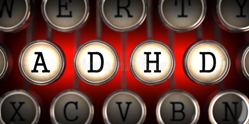 ADHD on Old Typewriter S Keys. Stock Illustration - Illustration of ...