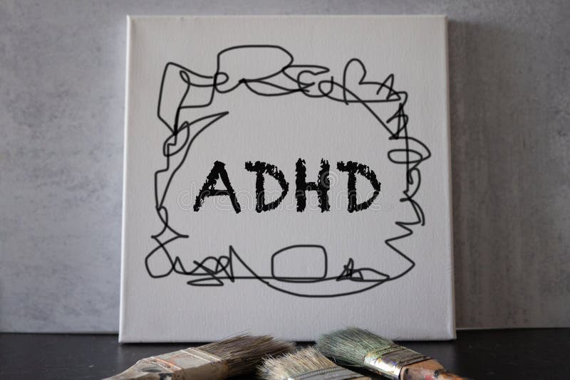 ADHD Sign on White Square Canvas Scribble Hand Writing Framing Poster ...