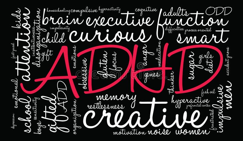 ADHD Word Cloud stock vector. Illustration of adhd, hyperactivity ...