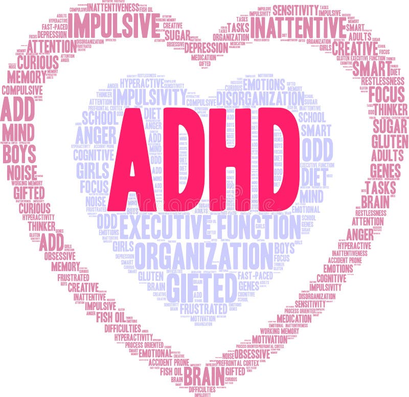 ADHD Word Cloud stock vector. Illustration of hyperactivity - 103135606