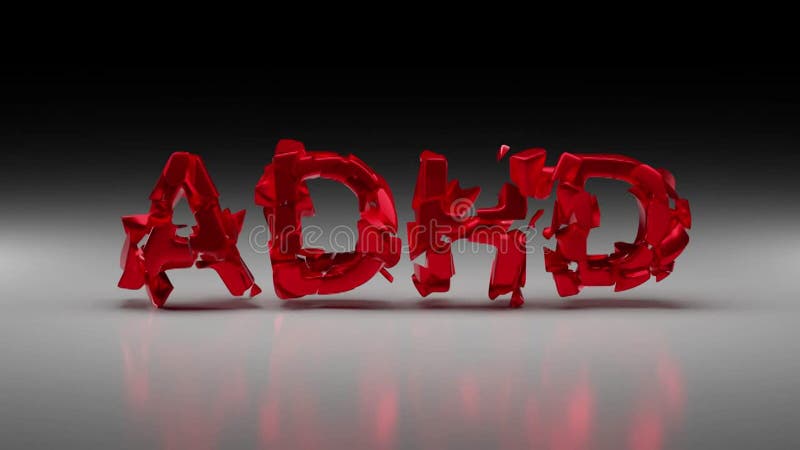 ADHD Word Collapses in Small Particles and Falls on White Surface ...