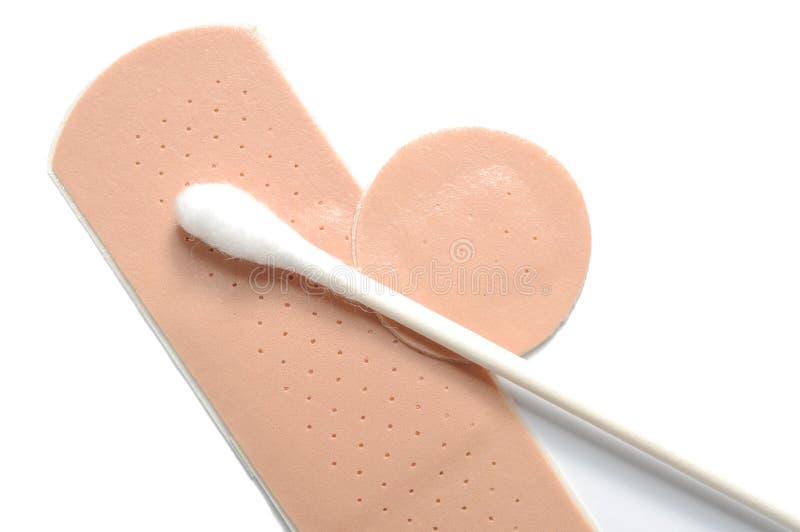 Adhesive Bandage and Cotton Swab Stock Photo - Image of hospital ...