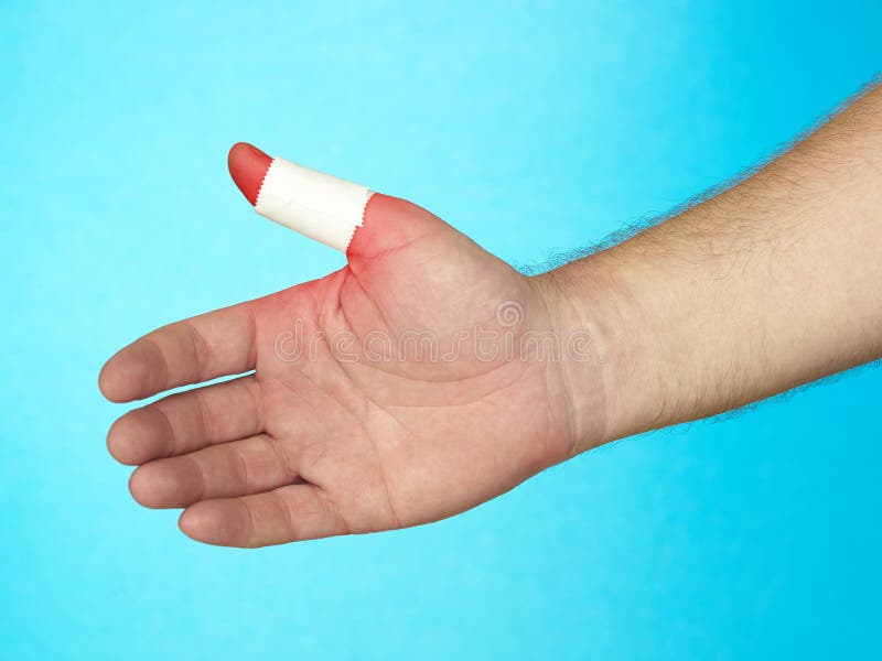Adhesive Bandage on Finger Tip. Stock Image - Image of dressing ...