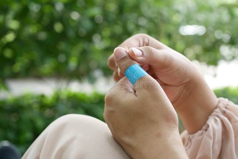 Adhesive Bandage on Hand Close Up Stock Image - Image of medication ...
