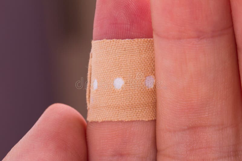 Adhesive Bandage On Index Finger Stock Image - Image of hand, plaster ...
