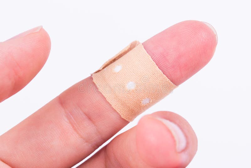 Adhesive Bandage on Index Finger Stock Image - Image of pain ...