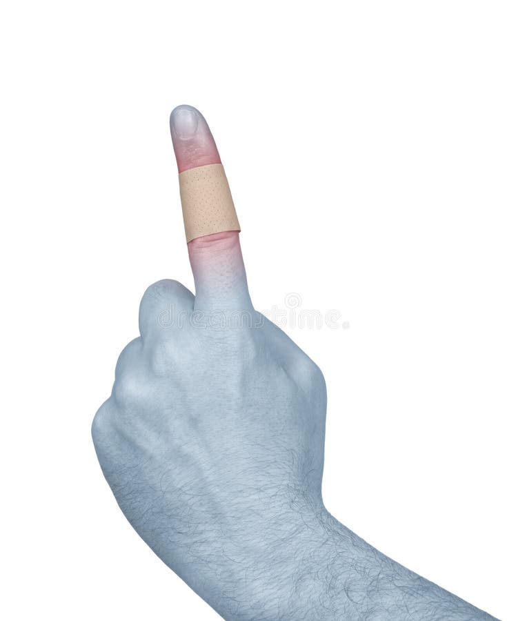 Adhesive Bandage Man Finger. Stock Photo - Image of health, injury ...