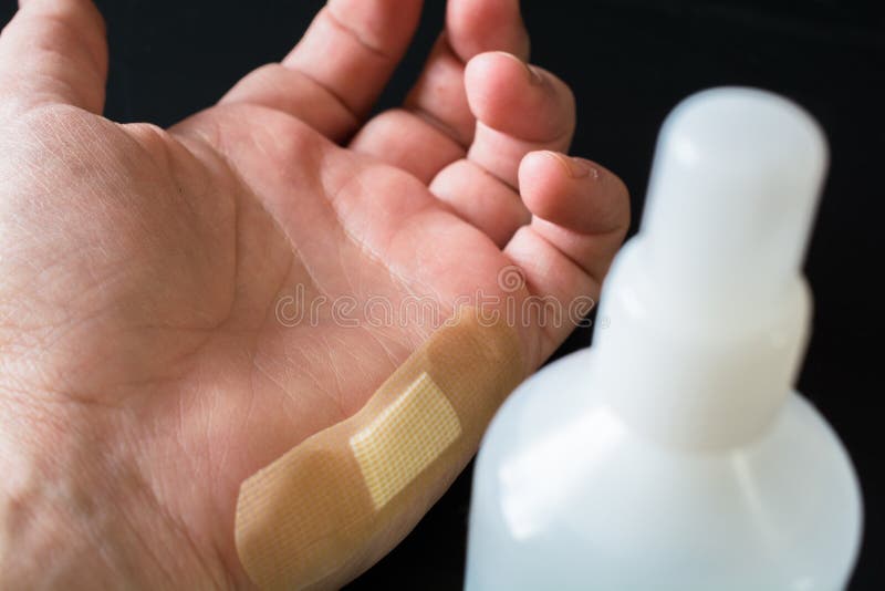 Adhesive Bandage on Men`s Finger. Stock Photo - Image of band, hurt ...