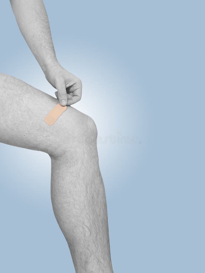 Adhesive Bandage Plaster on the Knee. Stock Image - Image of plaster ...