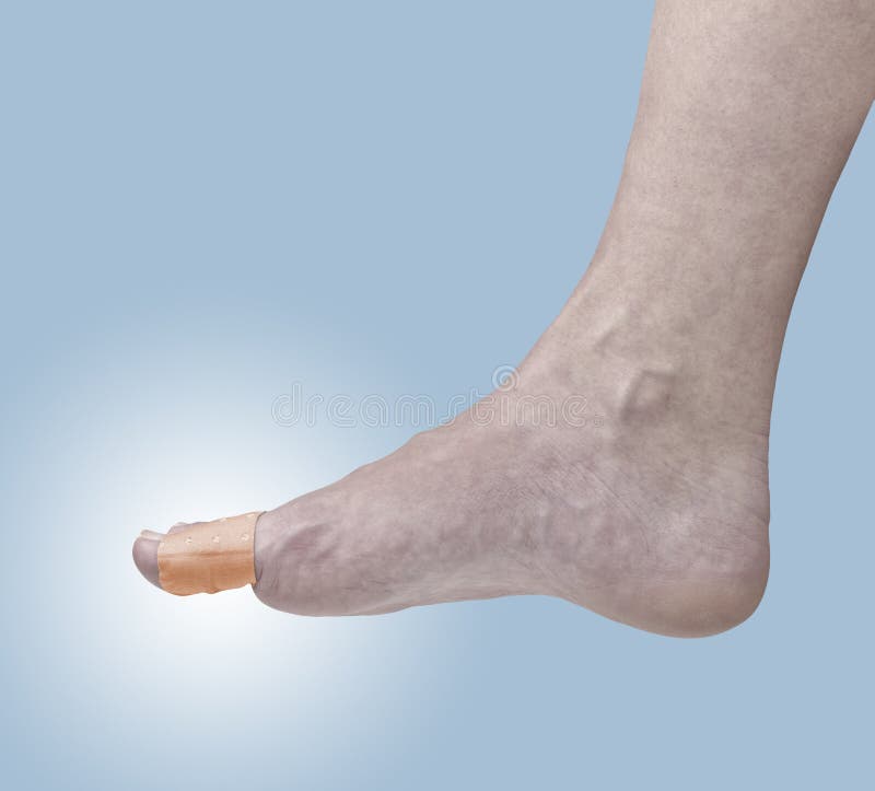 Adhesive Healing Plaster on Foot Finger. Stock Photo - Image of ...