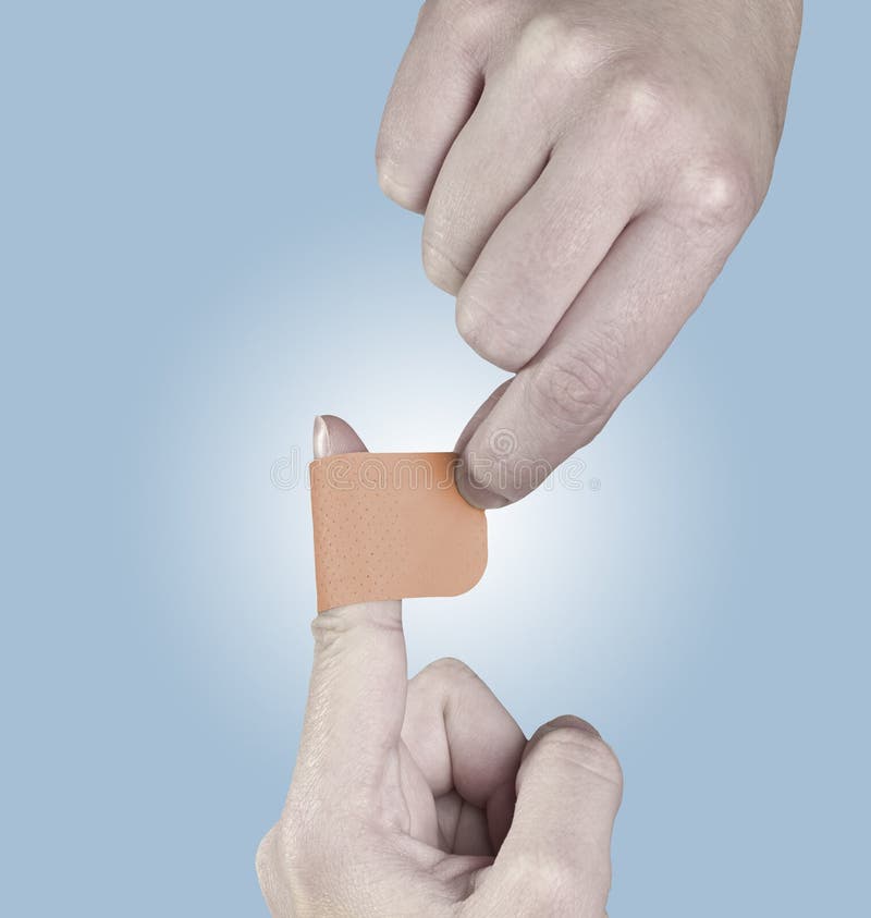 Adhesive Healing Plaster on Hand. Stock Image - Image of finger, heal ...
