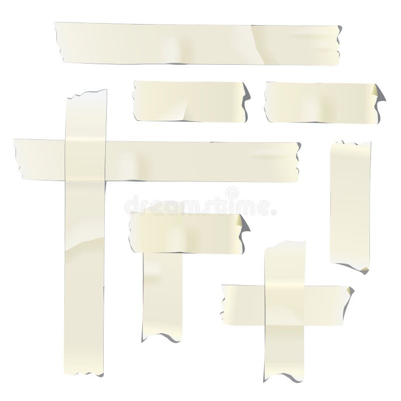 Adhesive or Masking Tape Pieces Isolated on White Background. Vector ...