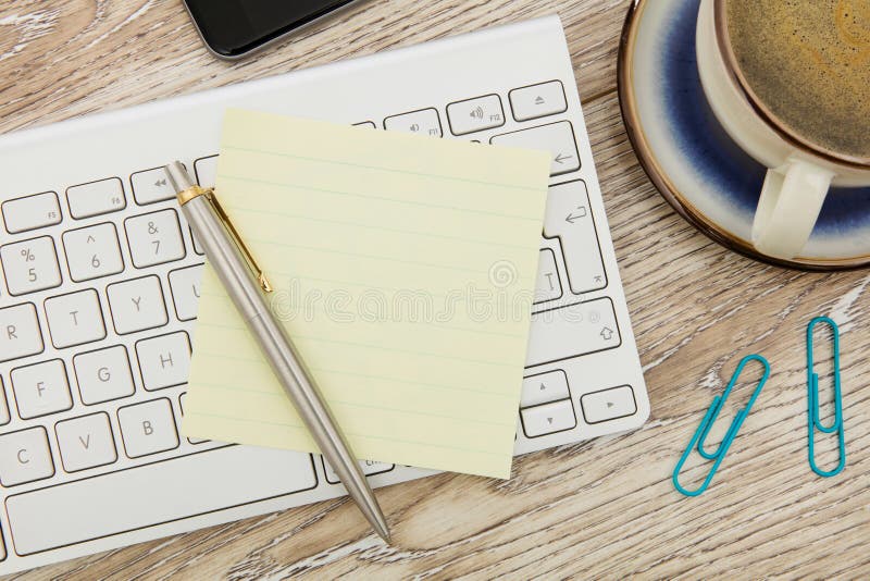 Adhesive note on desk stock image. Image of list, desk - 72483831