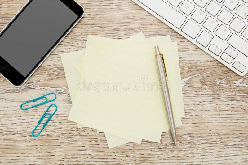 Adhesive Note on Office Table Stock Image - Image of morning, drink ...