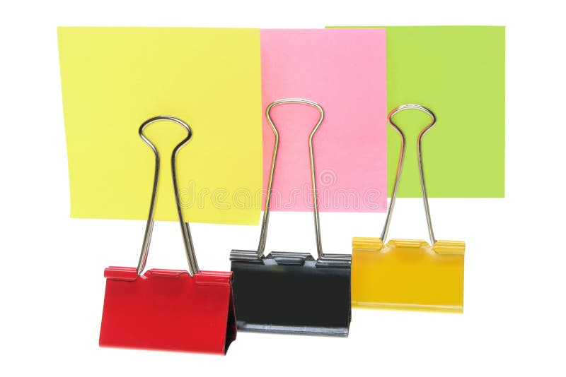 Adhesive Note Papers and Paper Clips Stock Photo - Image of cutout ...