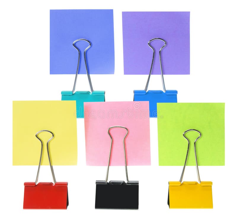 Adhesive Note Papers and Paper Clips Stock Photo - Image of fasteners ...