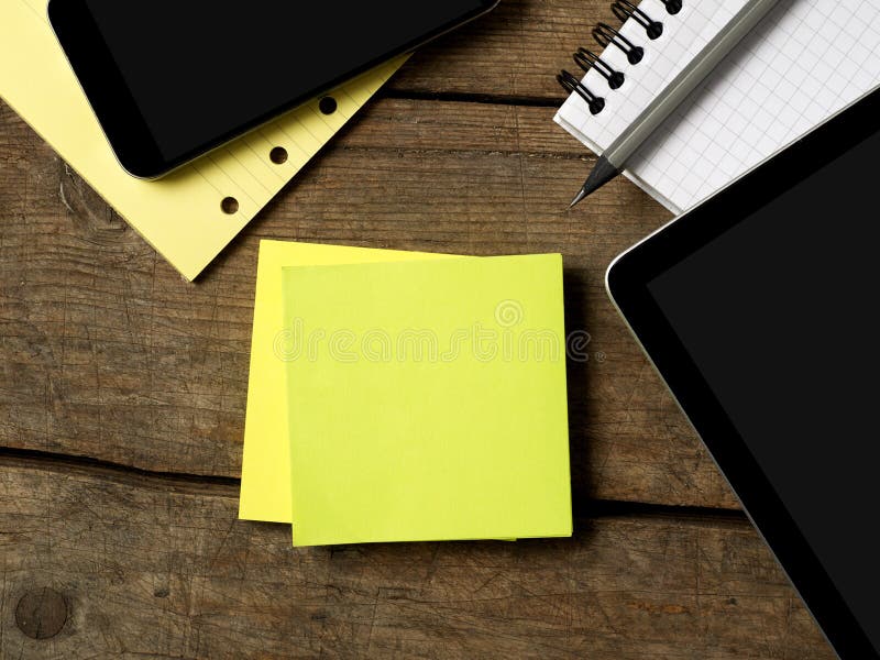 Adhesive notes on desk stock image. Image of horizontal - 107690137
