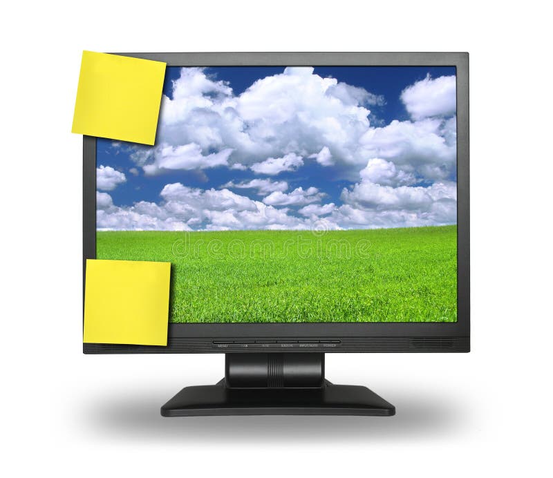 Sticky notes on LCD screen stock photo. Image of business - 3575304