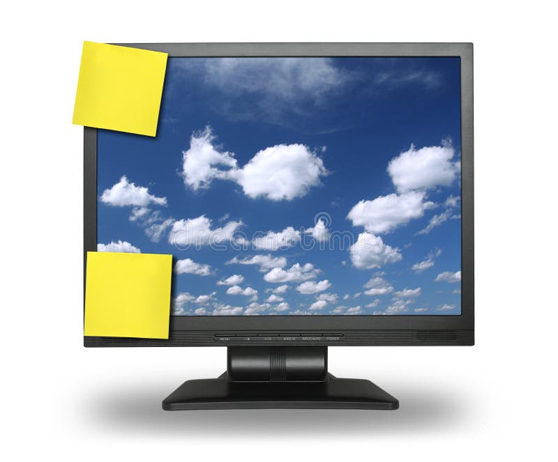 Sticky notes on LCD screen stock photo. Image of business - 3575304
