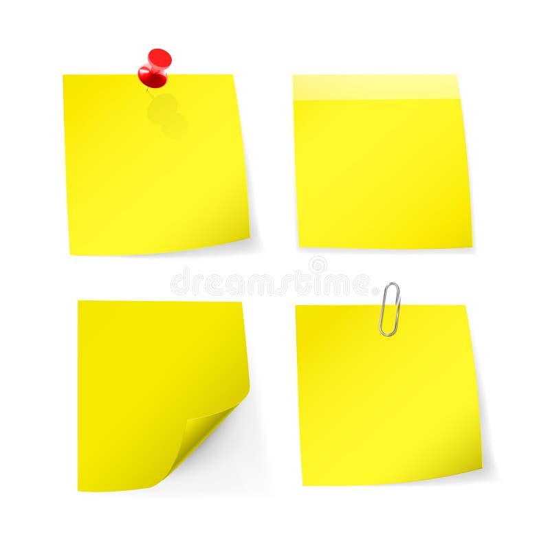 Adhesive Notes with Pin, Clip Stock Vector - Illustration of shiny ...