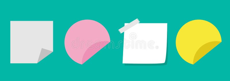 Adhesive Paper Notes and Tag Set Line. Round Circle Shape Template ...