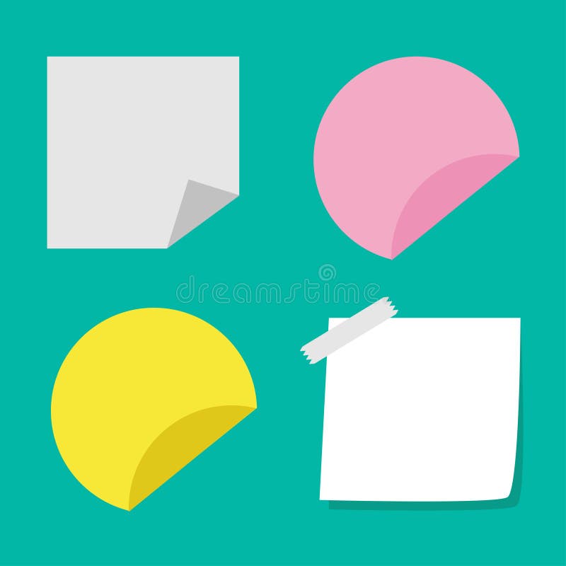 Adhesive Paper Notes and Tag Set. Template Stock Vector - Illustration ...