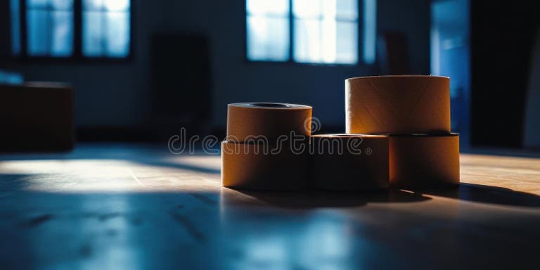 Adhesive Tape Rolls Stack, in a Room with Natural Light Stock Image ...